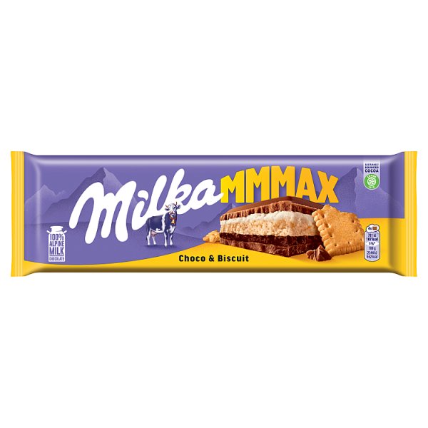 Milka Mmmax Czekolada mleczna z herbatnikiem i nadzieniem kakaowym 300 ...