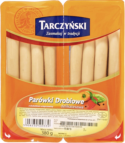 Parówki drobiowe delikatesowe tarczyński , 1 szt/0,380 kg, Tarczyński ...
