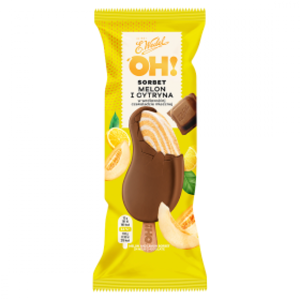 Lody Wedel oh! sorbet melon i cytryna w czekoladzie mlecznej , 1 szt/0 ...