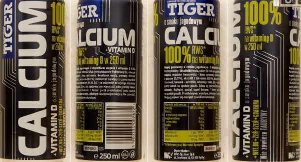Tiger Calcium Napój gazowany o smaku jagodowym 250 ml, 1 szt, Tymbark ...